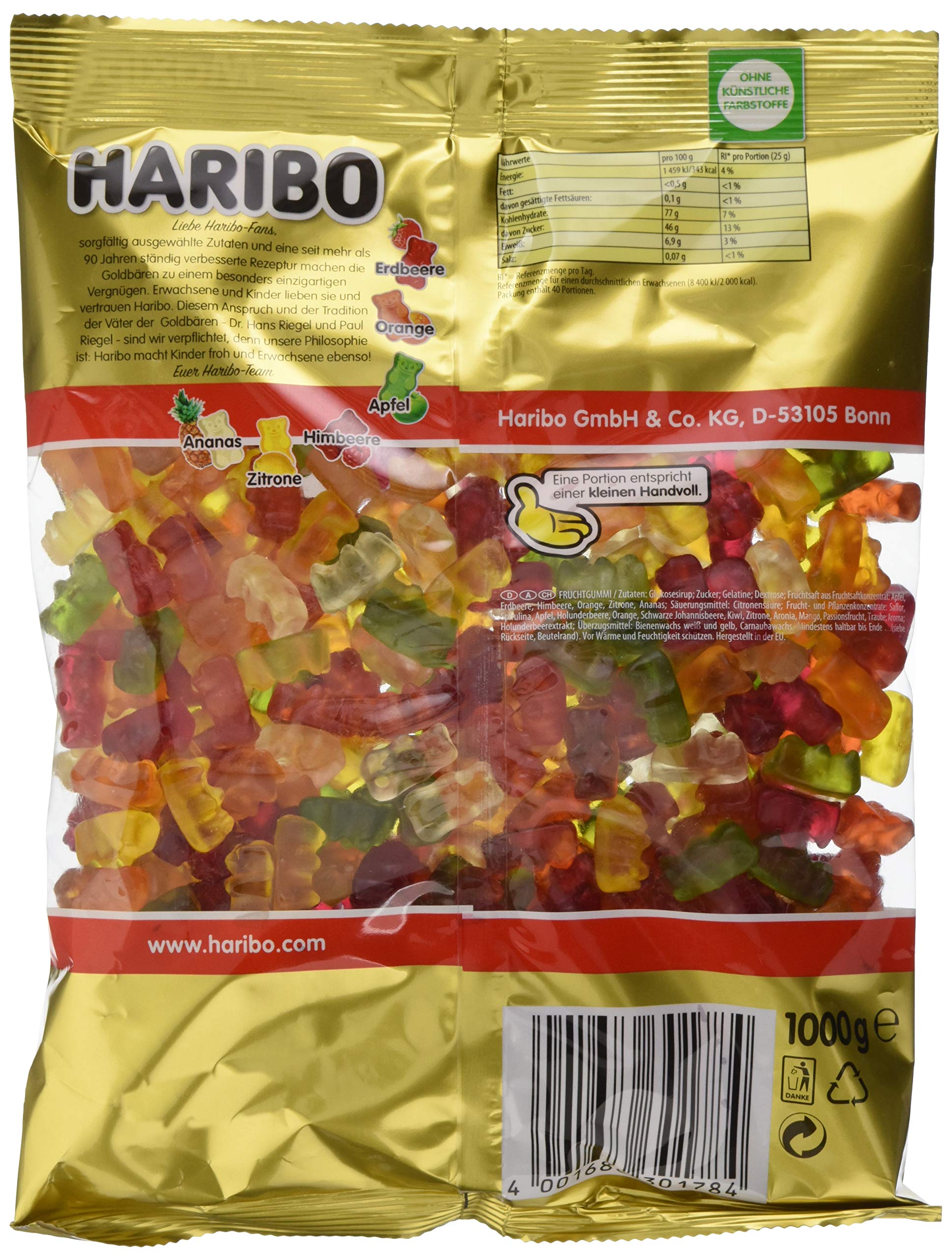 Mua Haribo Goldbären Tüte, 1 kg trên Amazon Đức chính hãng 2025 | Fado