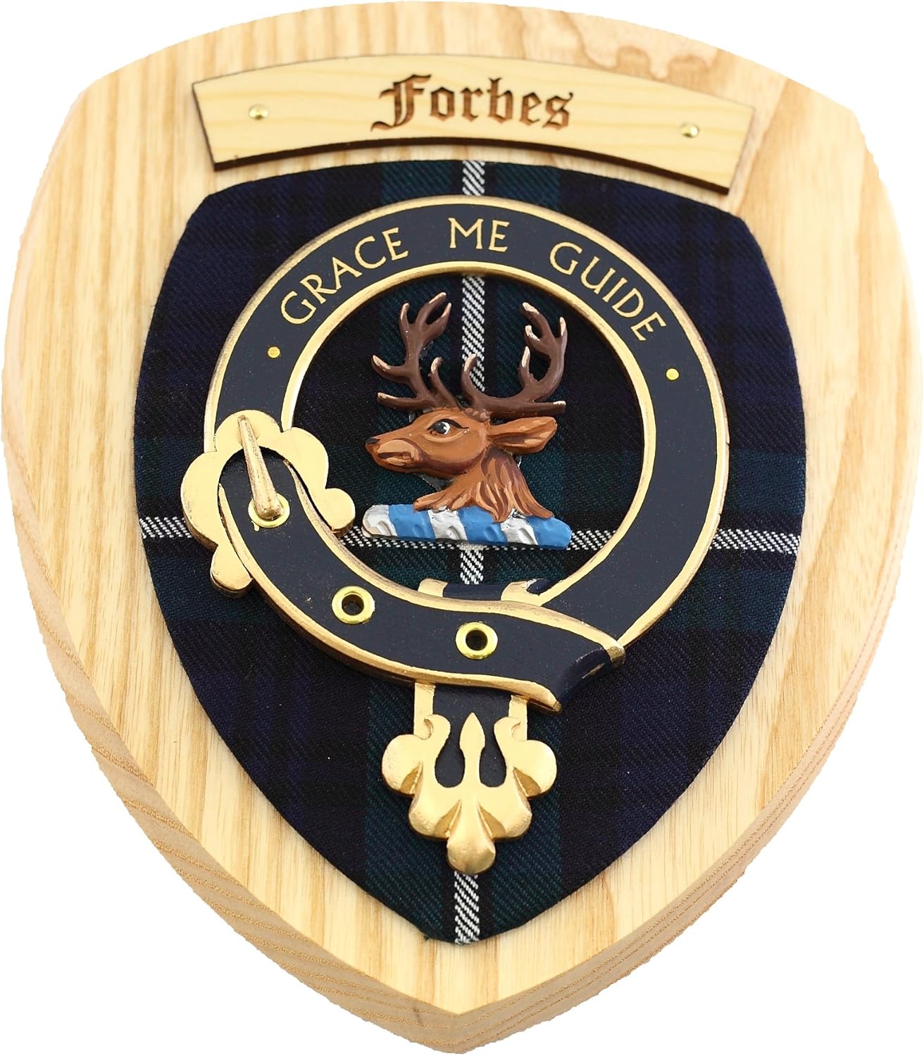 Forbes Clan Crest Wall Plaque - Light Wood - Woodem Wall Plaques - Clan ...