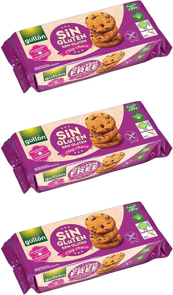 Gullon Gluten Free Chocolate Chip Biscuit Cookies 130g. No Added Sugar ...