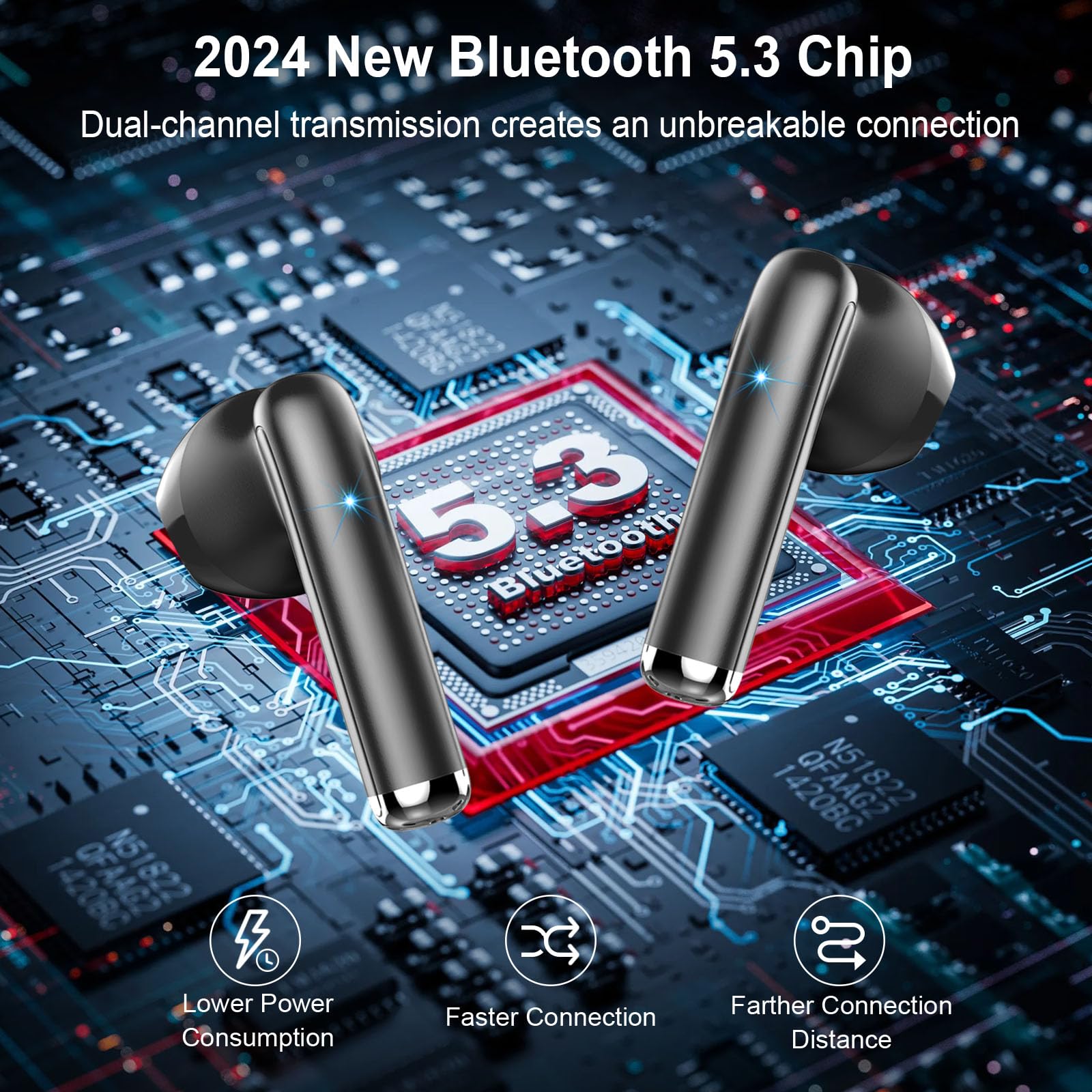 Mua Wireless Earbuds Bluetooth 5.3 Earbuds Hi-Fi Stereo, 2024 Ear Buds ...