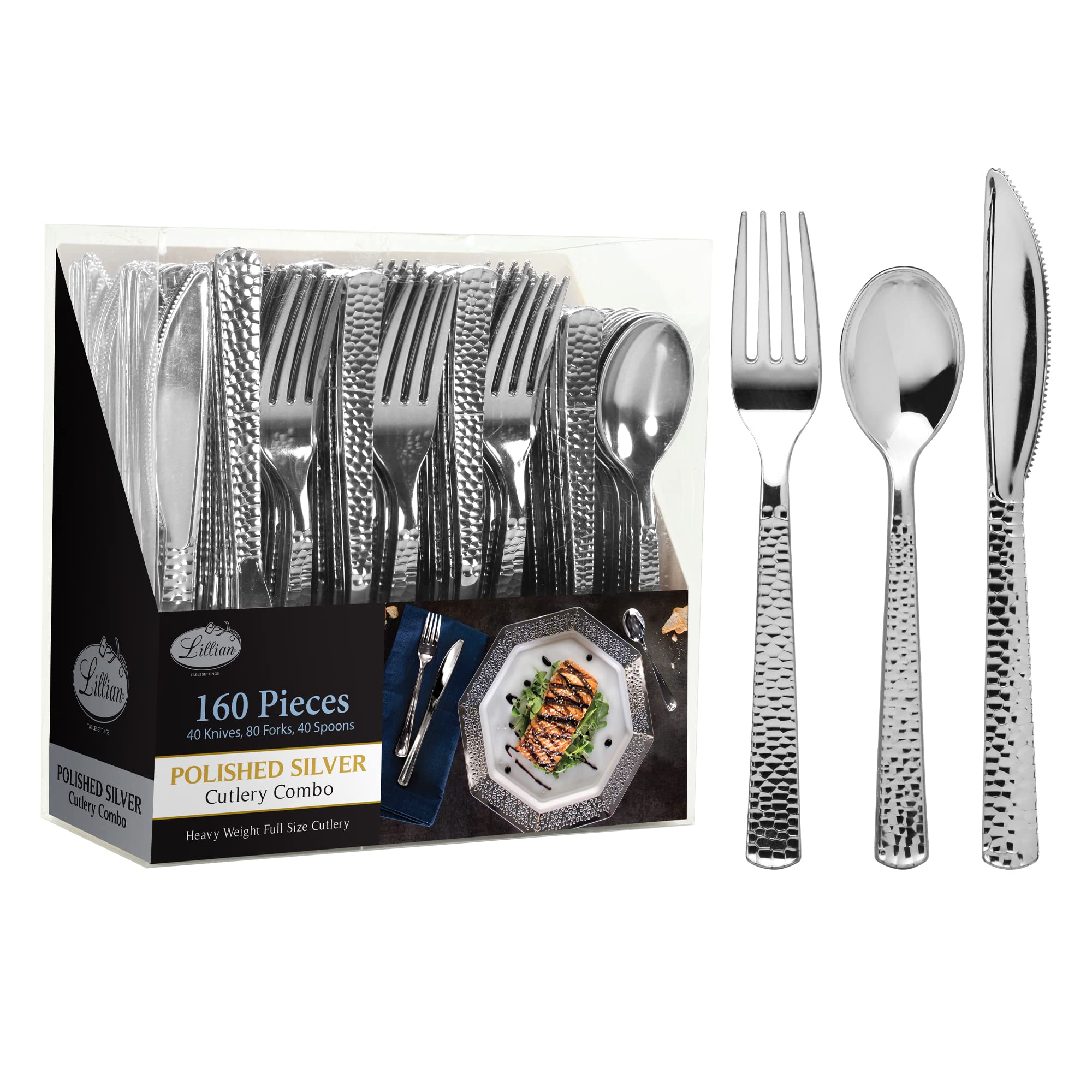 Plastic Cutlery Silverware Extra Heavyweight Disposable Flatware, Full ...