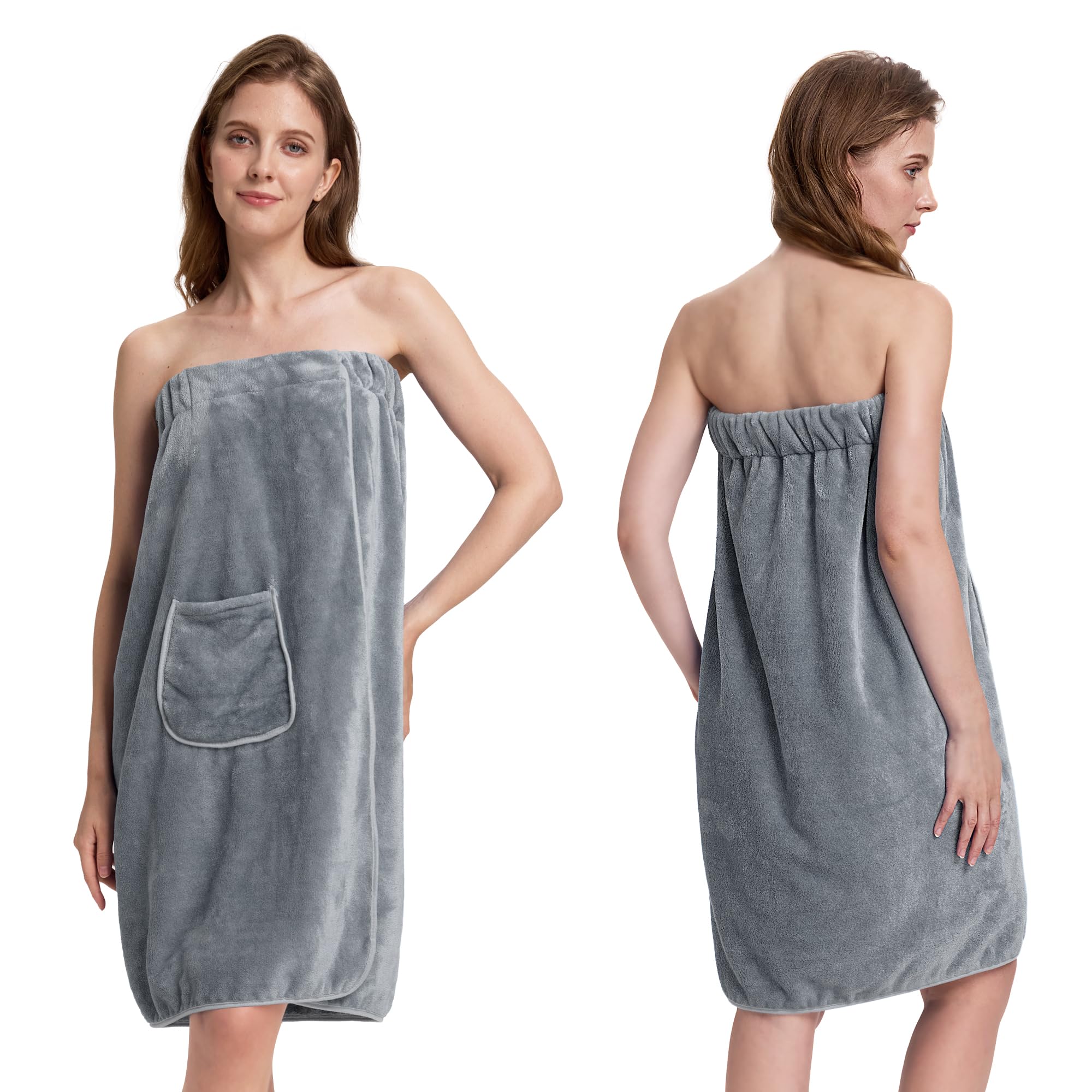 PJGGZ Towel Wrap for Women, Three Adjust Clasps Closure Bath Wraps ...