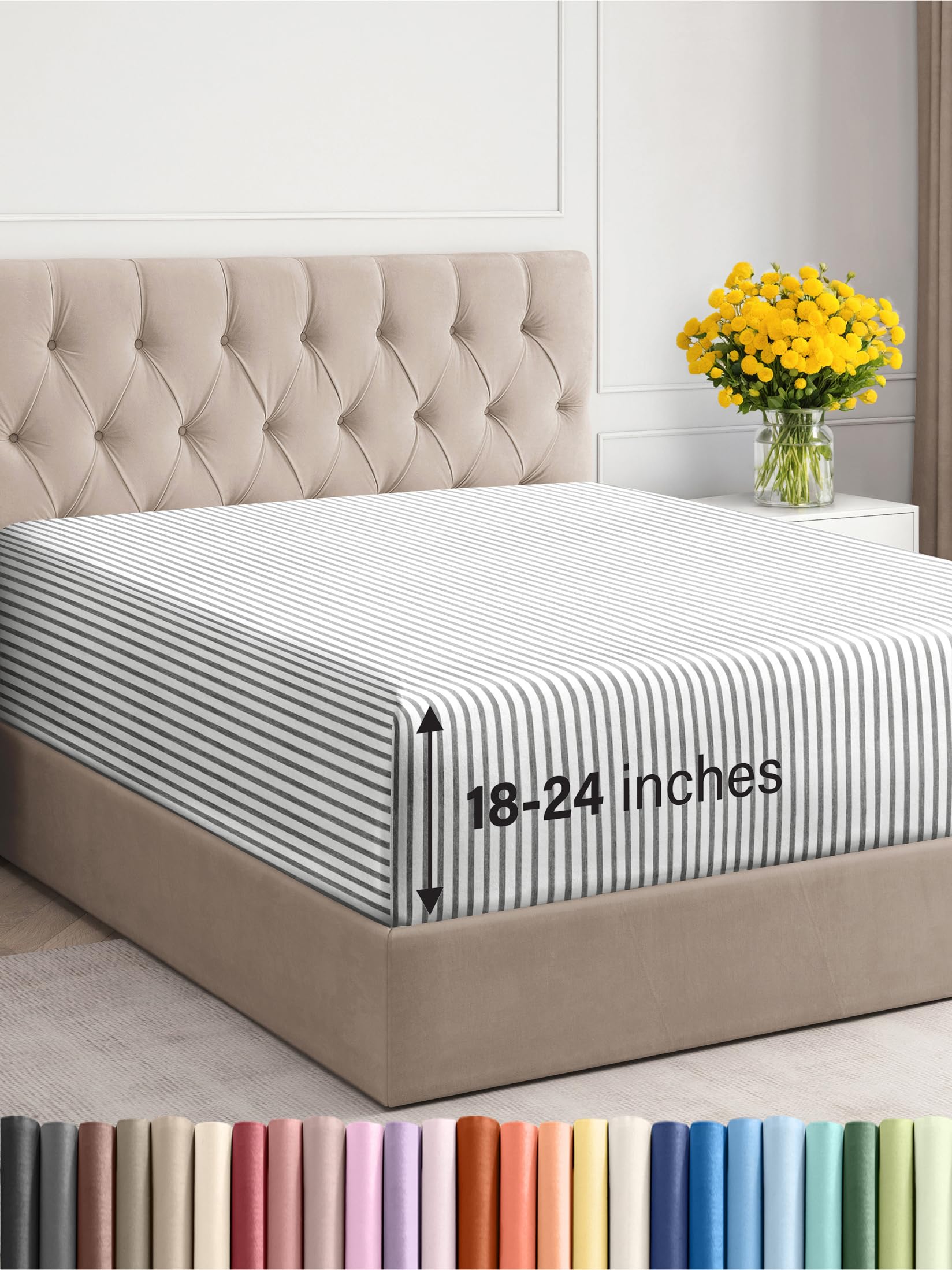 Extra Deep Cal King Fitted Sheet - Hotel Luxury Single Fitted Sheet ...