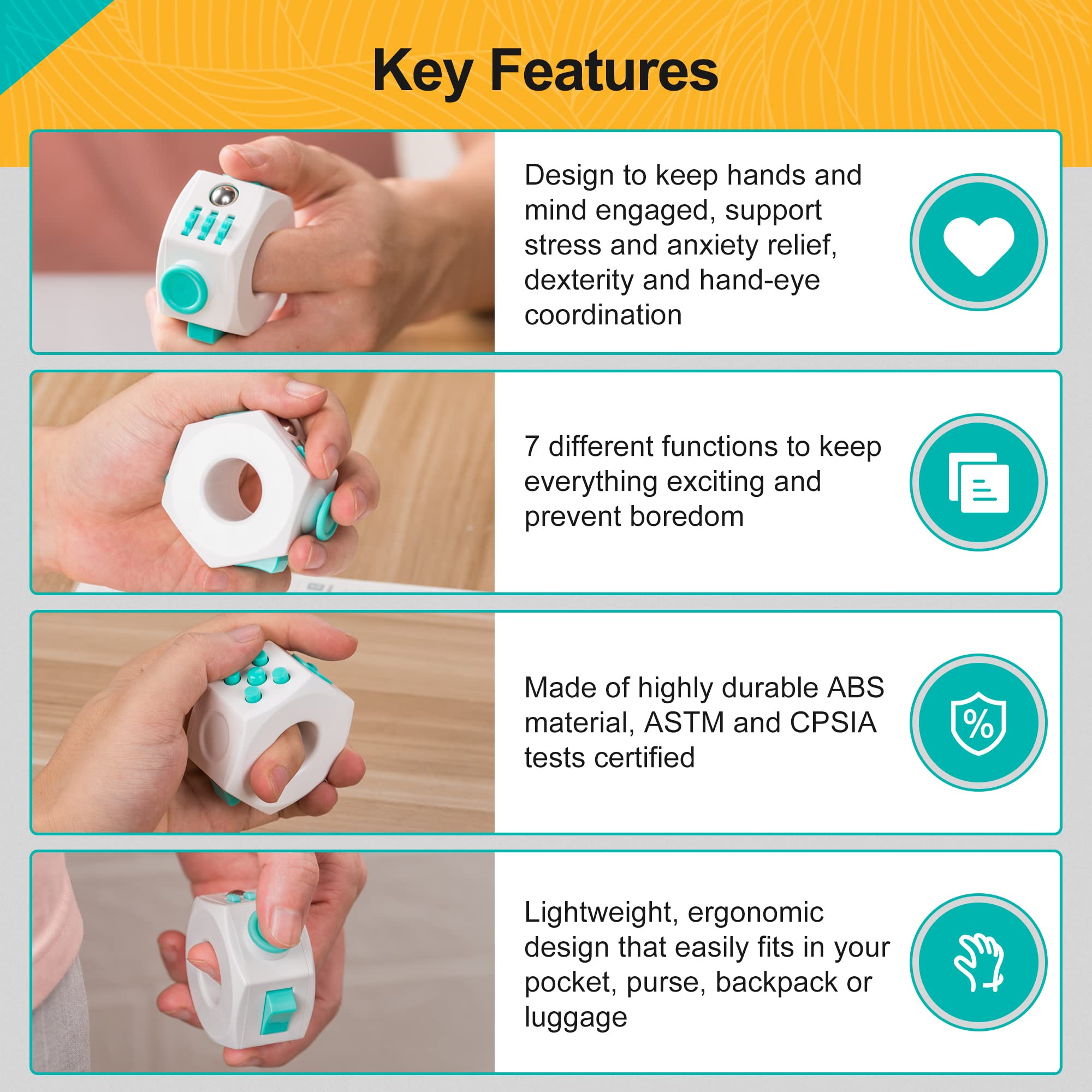 Mua Fidget Cube Stress Relief Toy – 6 Sided Infinity Cube Fidget Toy ...