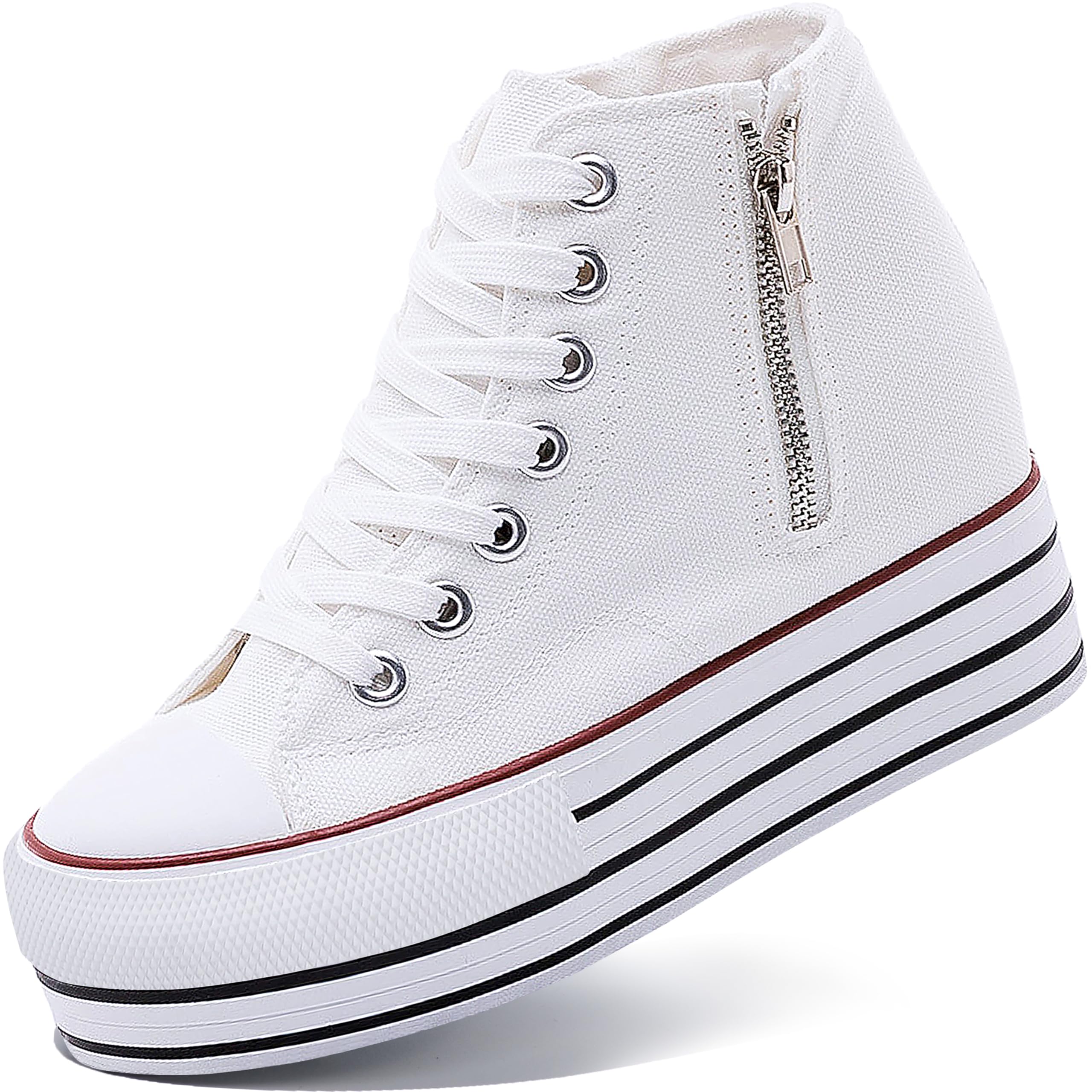 Womens Platform Wedge Sneakers Hidden Wedge 4 Inches Height Boost, High ...