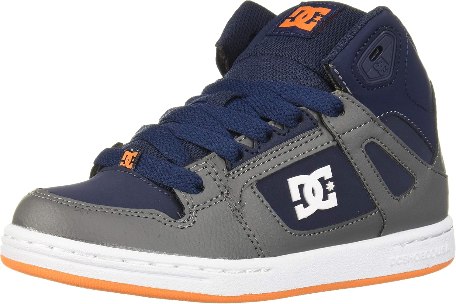 DC Boys' Pure HIGH-TOP Skate Shoe, Grey/Dark Navy, 10.5M M US Big Kid ...