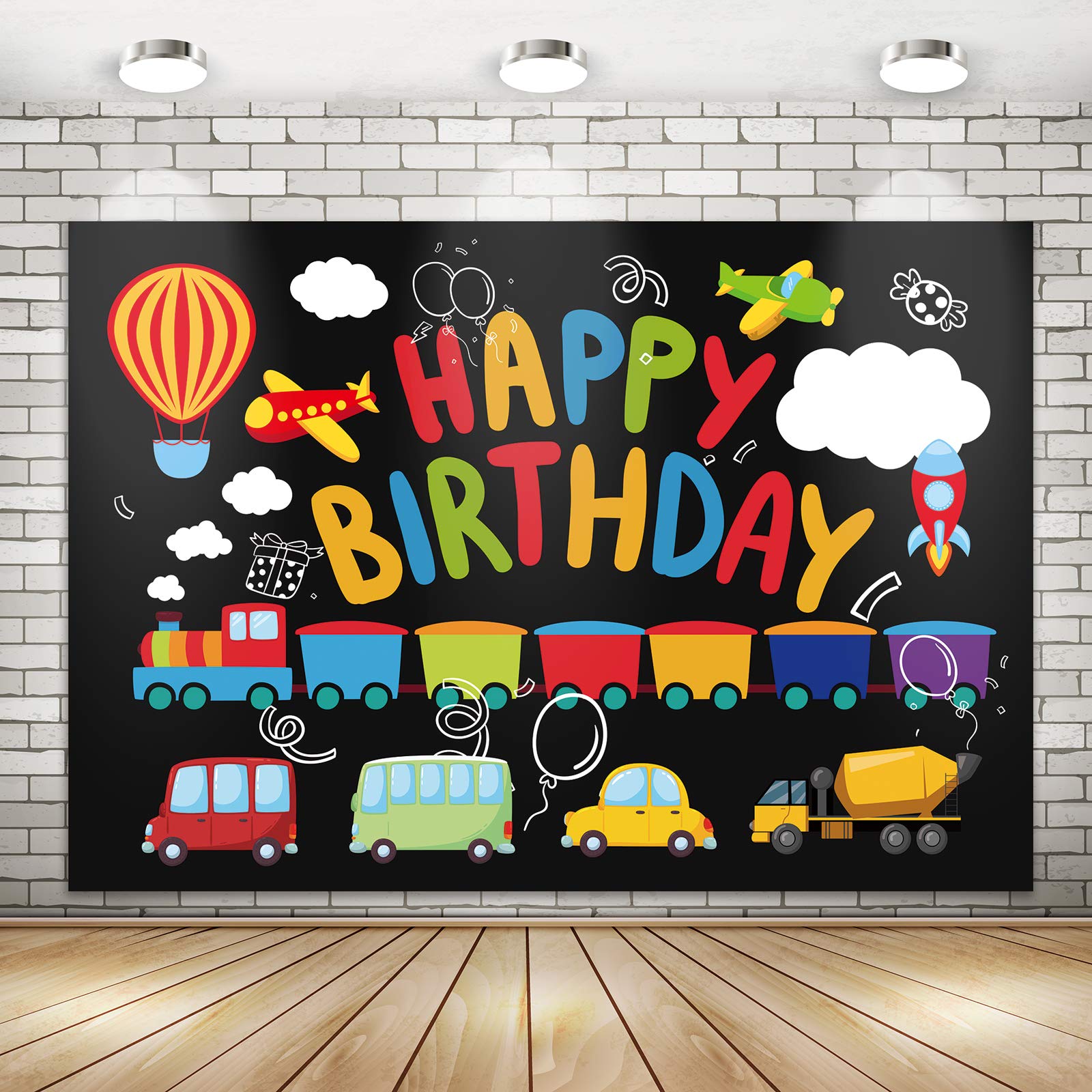 Train Theme Party Decorations Train Happy Birthday Backdrop Banner for ...