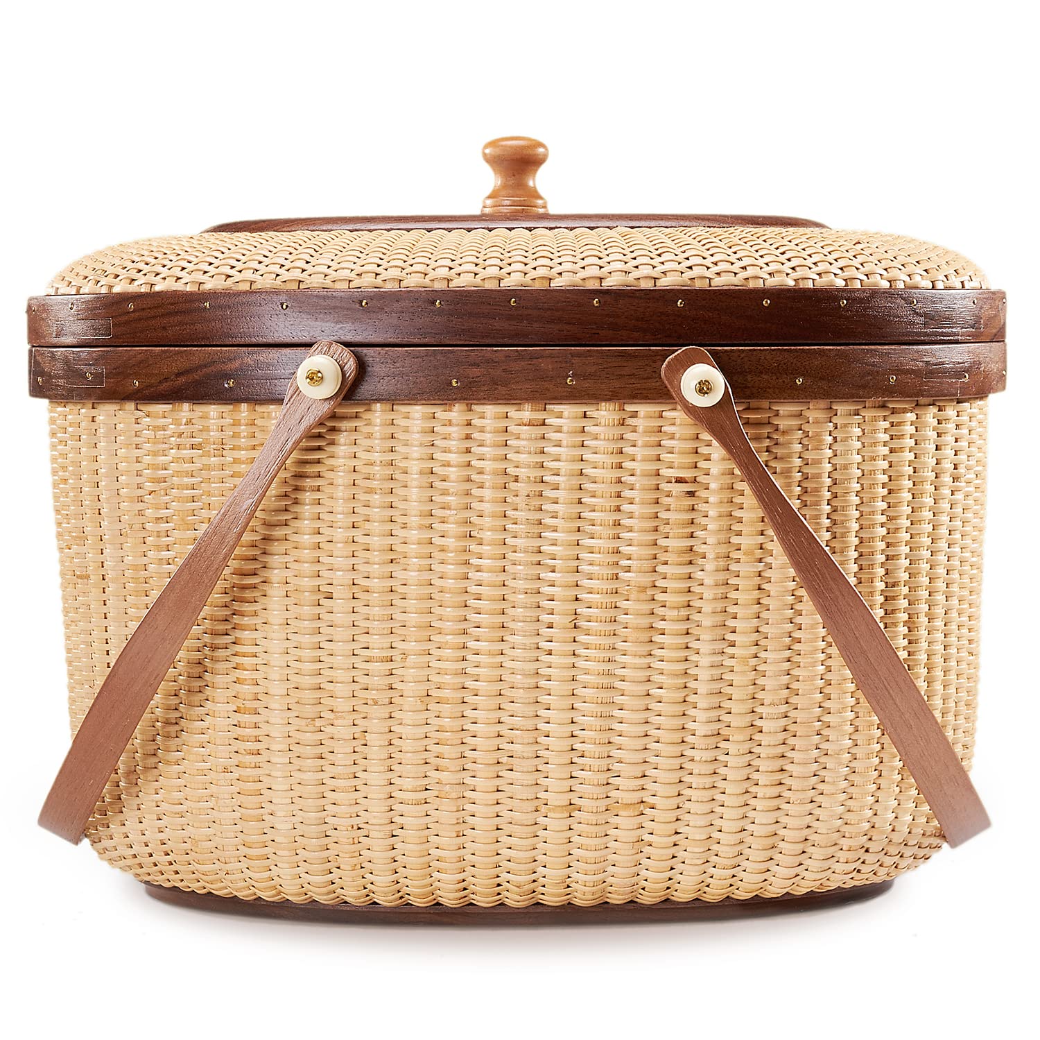 Teng Jin Nantucket Sewing Basket Purse, Containers with Dual Wood ...