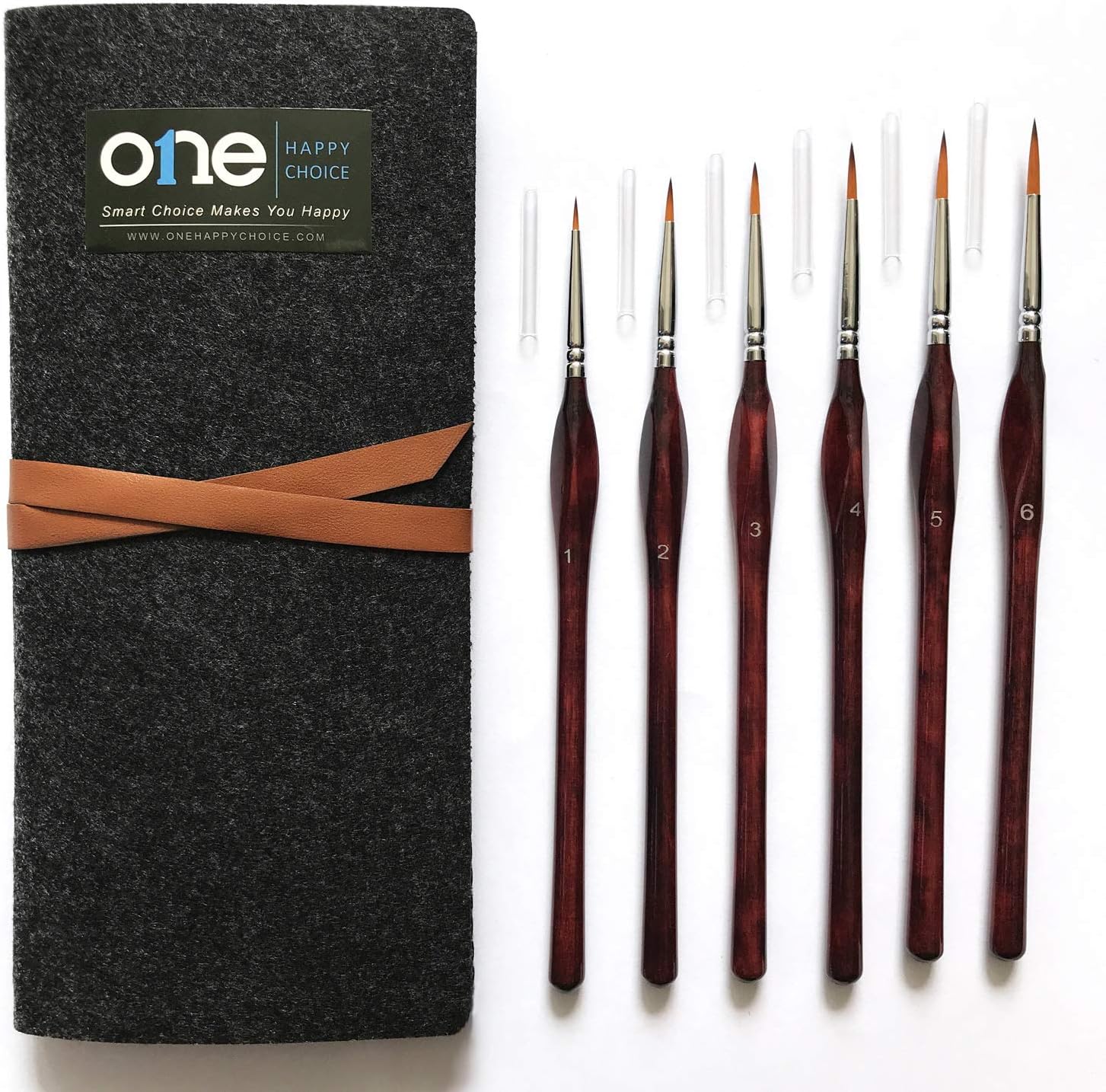 6 Pcs Fine Detail Paint Brush Set with Ergonomic Handle and Pouch Bag ...