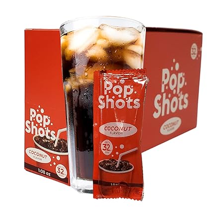 Amazon.com : Pop Shots Coconut Syrup Soda Flavoring, 25 Individual Soda ...
