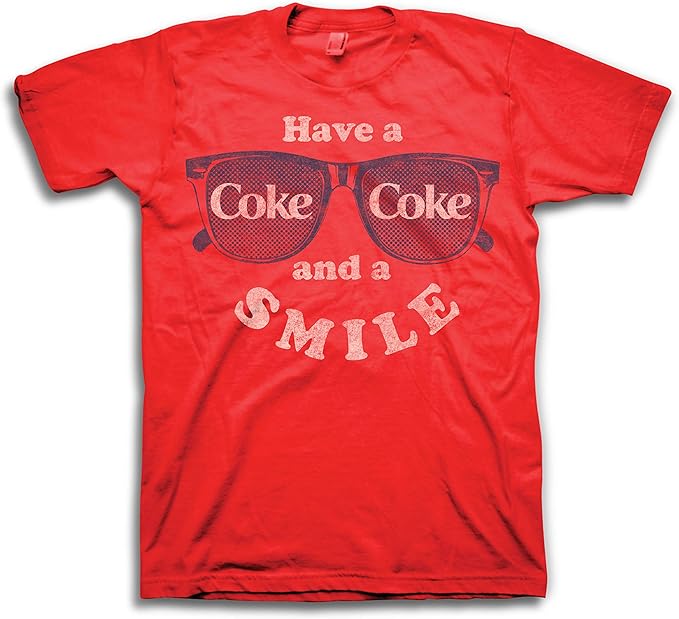 Amazon.com: Mens Red Coca Cola Shirt - Have a Coke and a Smile Tee ...