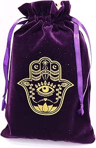 Amazon.com: ARTSY CRAFTS 6x9" Hamsa Hand Purple Velvet Jewelry Pouch ...