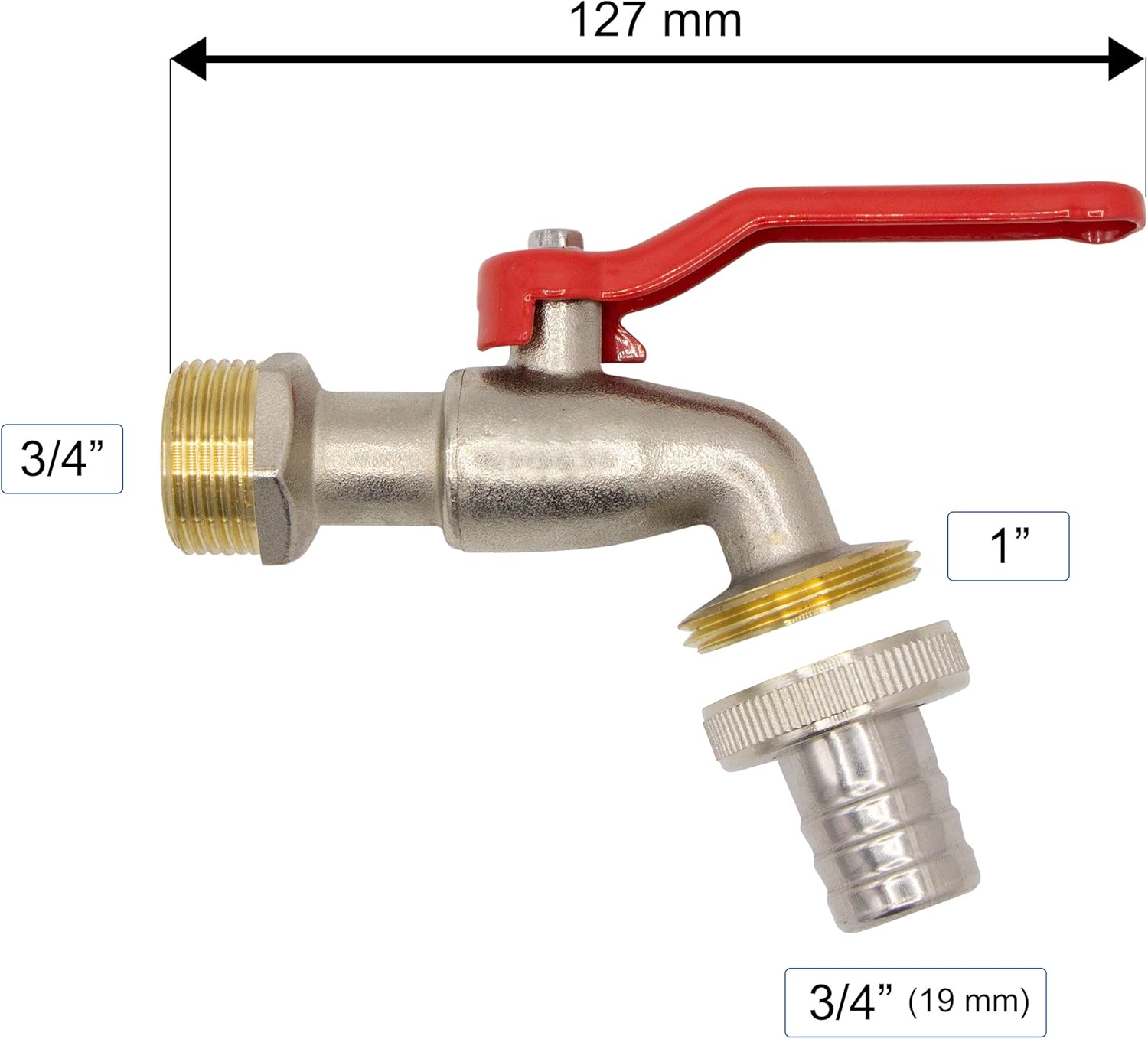 VARIOSAN Water Butt Feed + Ball Drain Valve Set 14702, 3/4 Inch, Brass ...