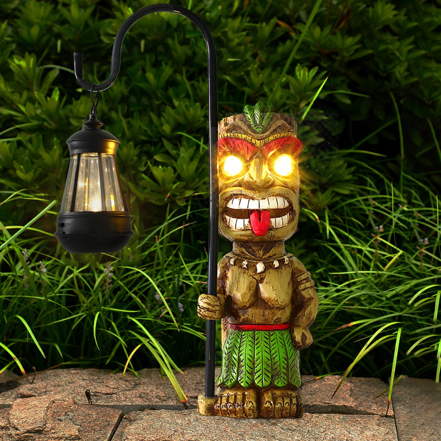 MIBUNG 16.7" H Tiki Decor Garden Statue,Large Lantern Tiki Figurine ...