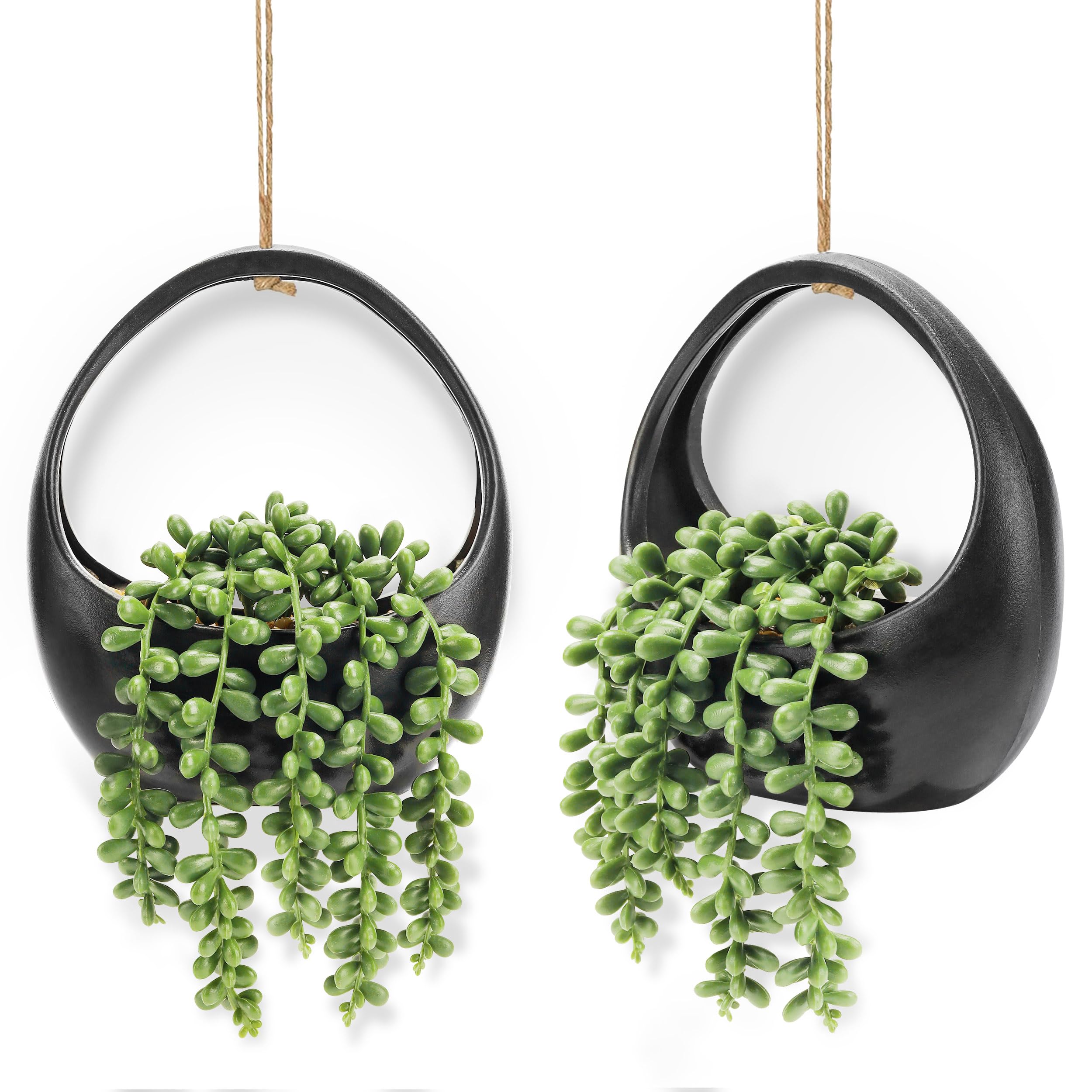 Der Rose 2 Pack Fake Hanging Plants Artificial Succulents Plants Indoor ...