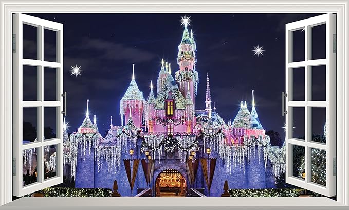 Disney Cinderella Castle V001 Magic Window Wall Sticker Self Adhesive ...