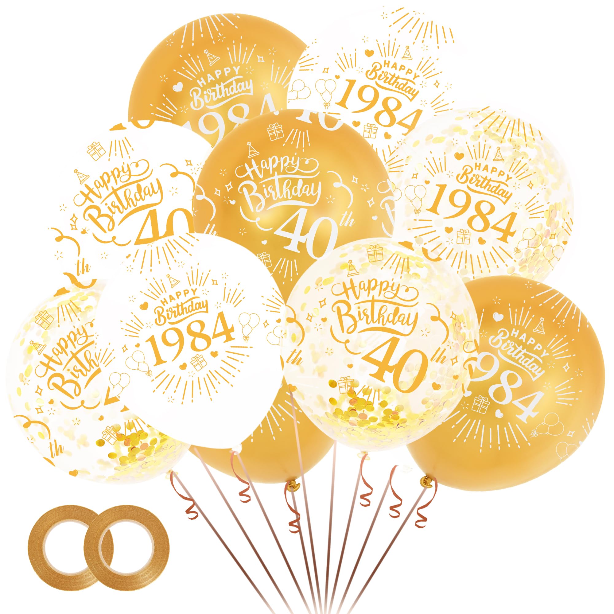 BEISHIDA 32pcs 1984 40th Birthday Balloons Rose and Gold Party ...