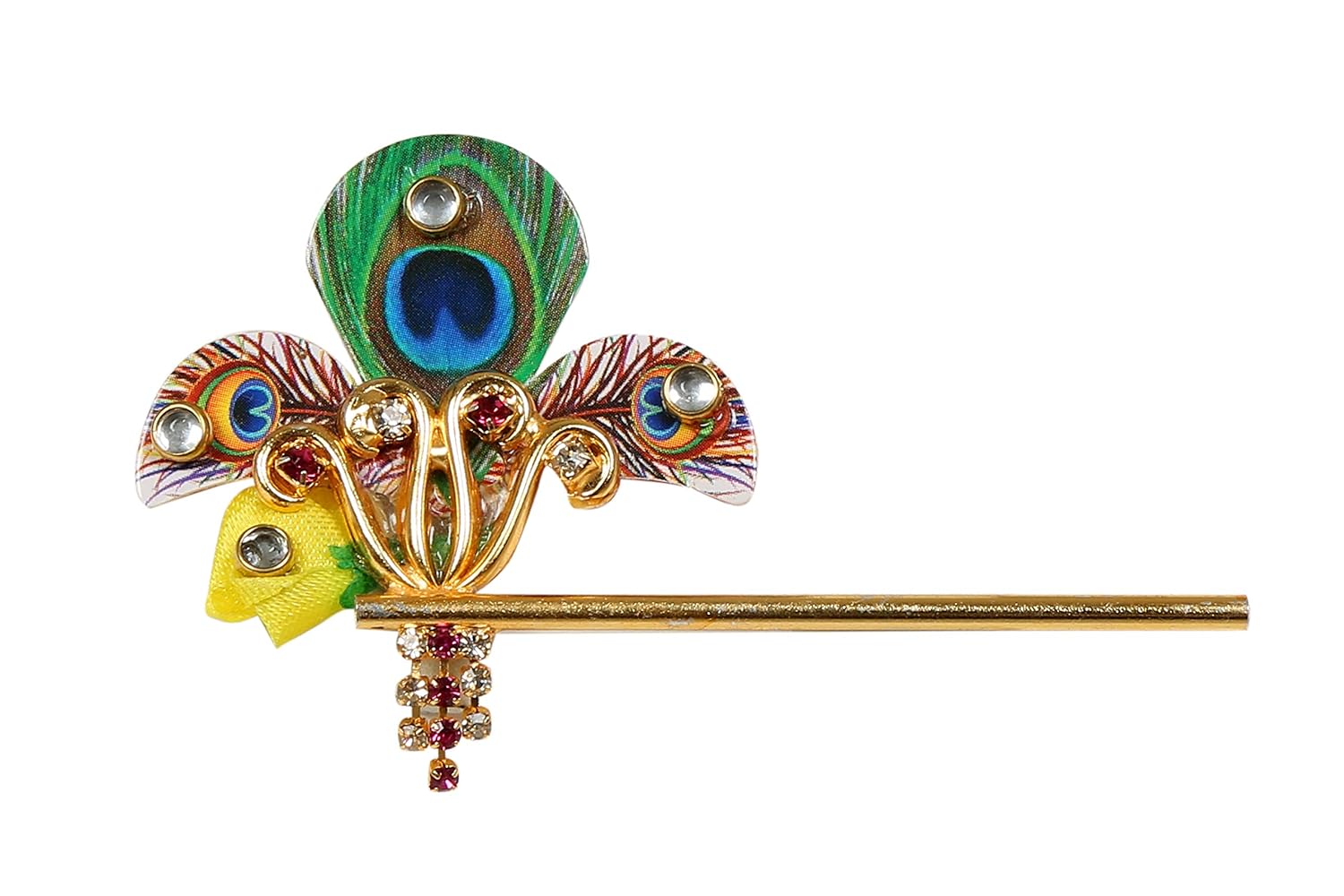 Buy Grafting Designers Multicolor Metal Peacock Feather Krishna Basuri ...
