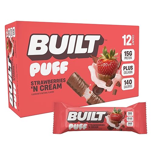 Built Bar Puff Protein Bars, Strawberries 'N Cream Puff, 15g Protein ...