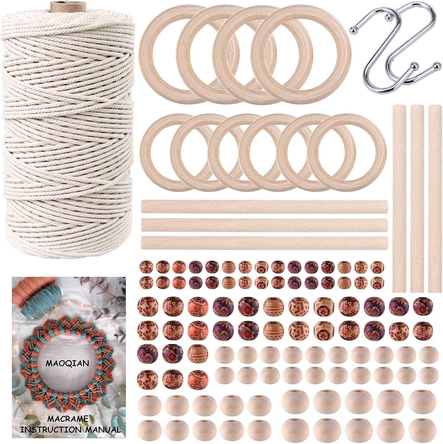 Amazon.com: 120pcs Macrame Rope Kits for Beginners 3mm x 109yards ...