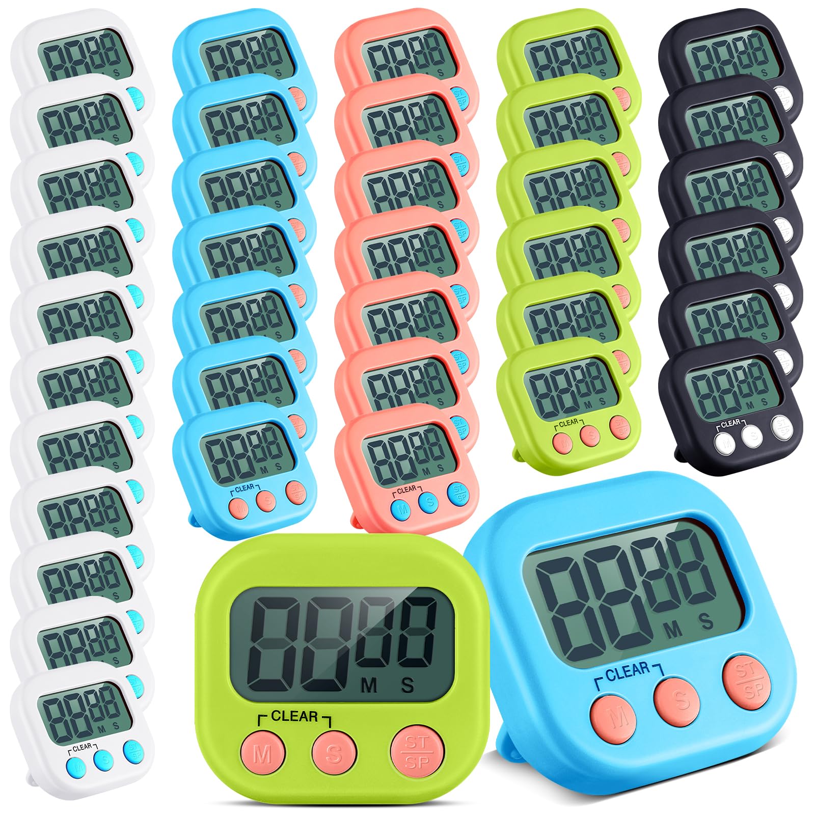 Xuhal 100 Pieces Digital Kitchen Timer Bulk, Small Magnetic Timers for ...