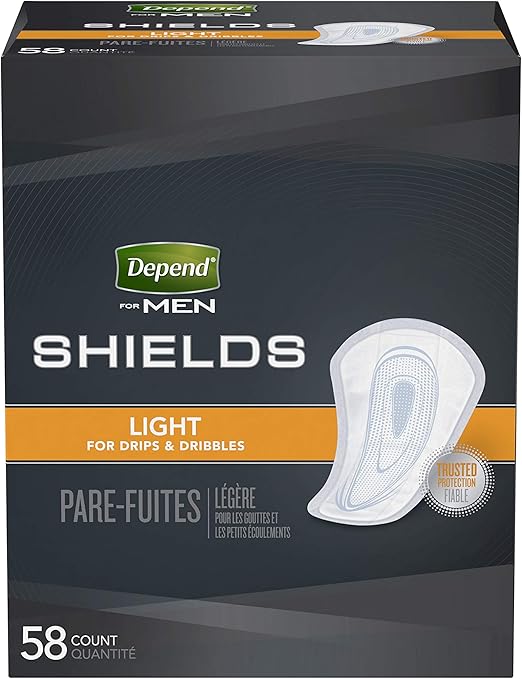 Depend Shields for Men, Light Absorbency Incontinence Protection, 58 ...