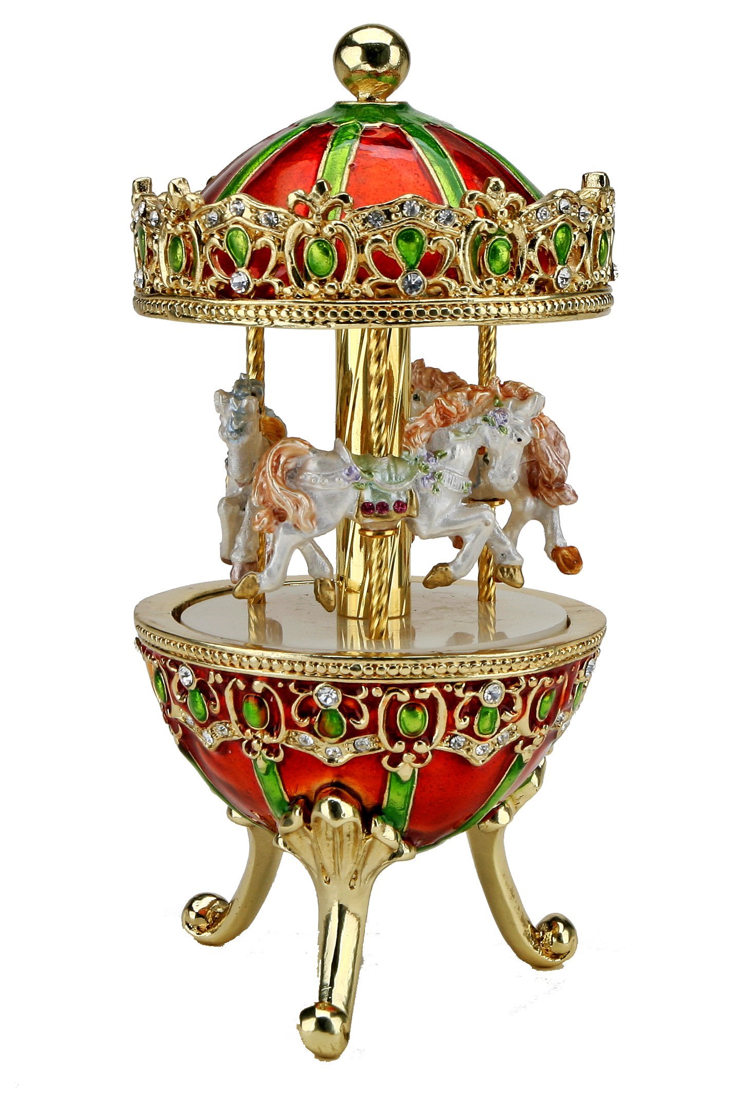 Sparkling Collectibles Carousel Horse Music Box Set W/Austrian Crystals ...