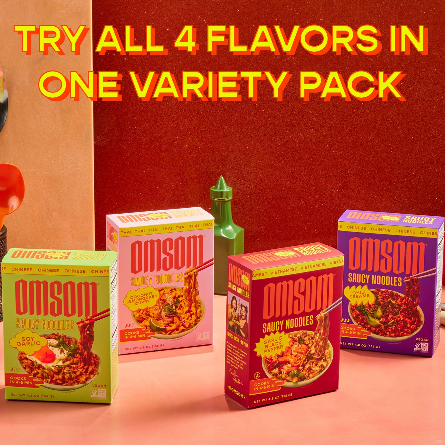 Mua Saucy Premium Noodle Variety Pack by Omsom, Noodles with Asian ...