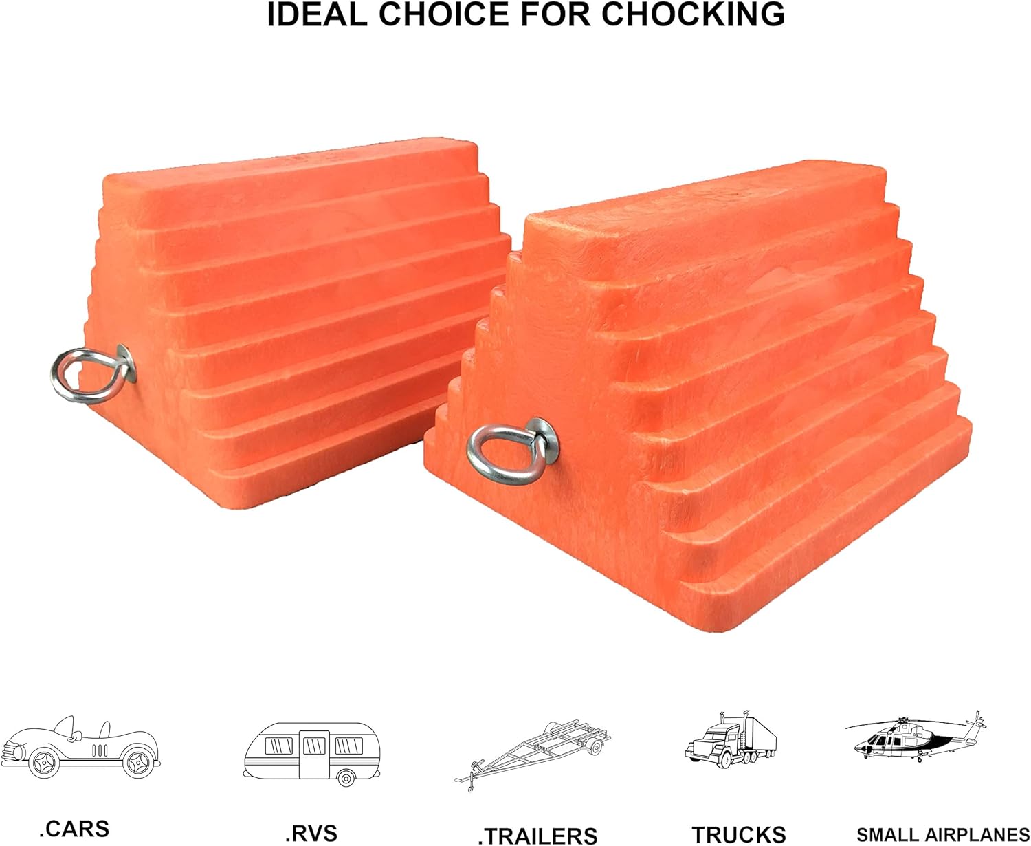 Camper Truck Car and ATV 2 Pack Orange Rubber Heavy Duty Vehicle Chocks ...