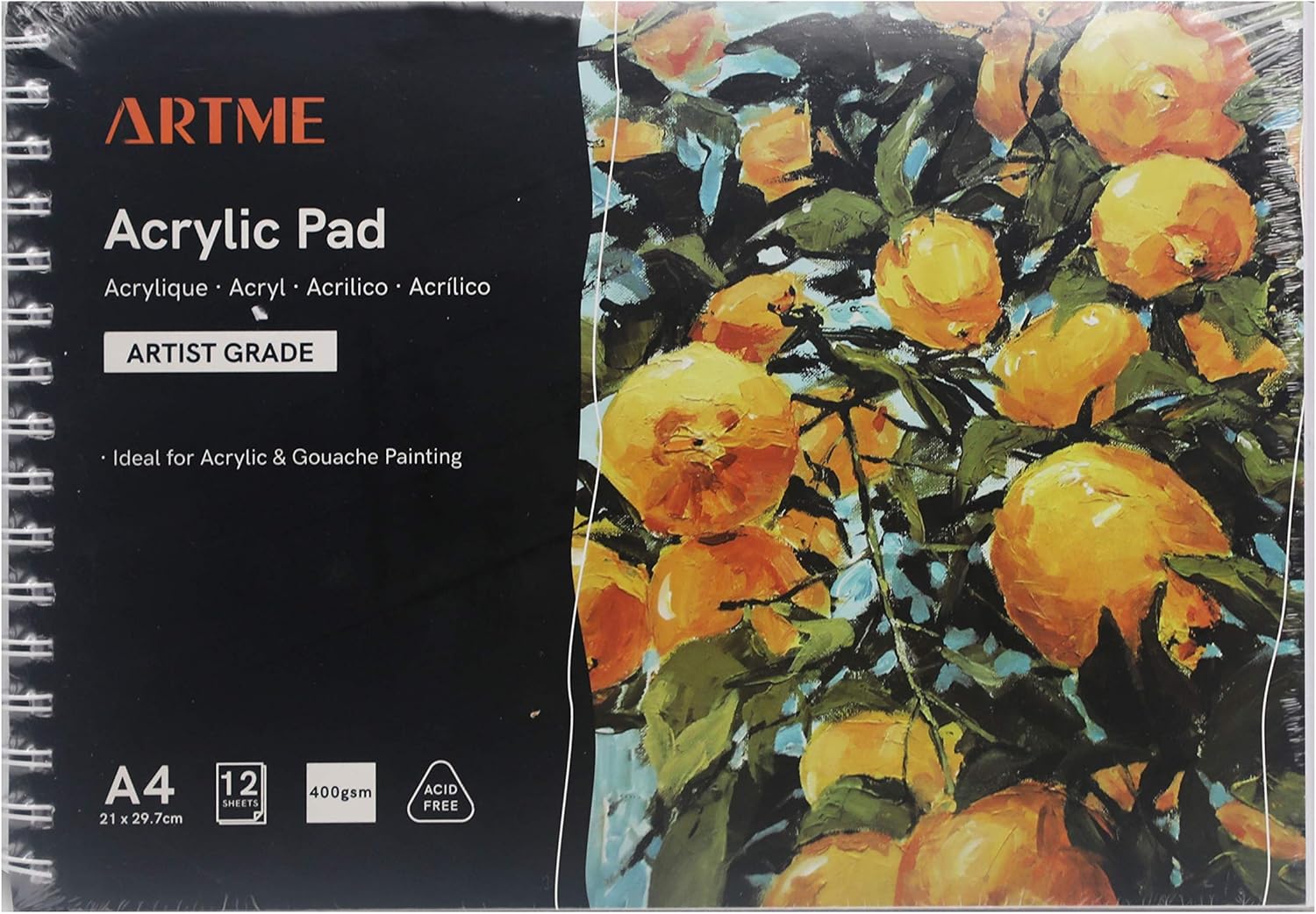 ARTME Acrylic Pad A4 x 12 Sheets/ 400gsm Extra Heavyweight/Cold Pressed ...