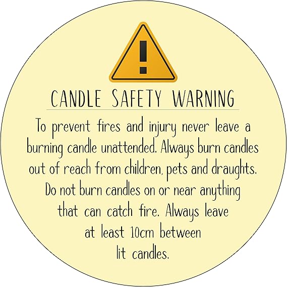 35mm Round Candle Safety Warning Stickers/Labels (Pack of 105, Yellow ...