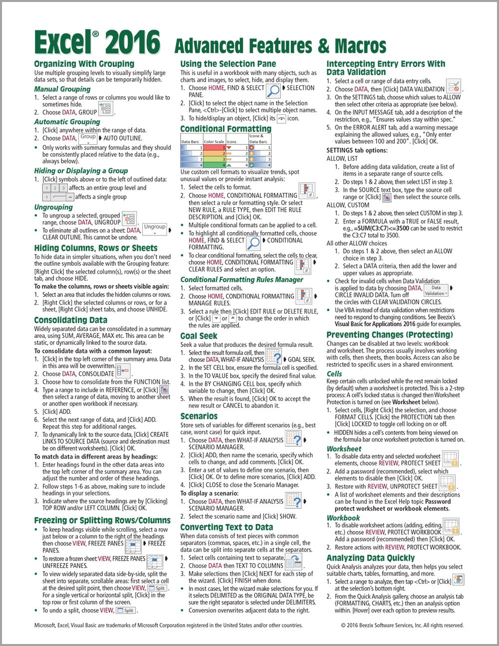 Mua Microsoft Excel 2016 Advanced & Macros Quick Reference Guide - Windows Version (Cheat Sheet ...