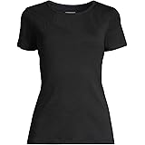 Lands' End Women's Cotton Rib Long Sleeve Crewneck T-Shirt at Amazon ...