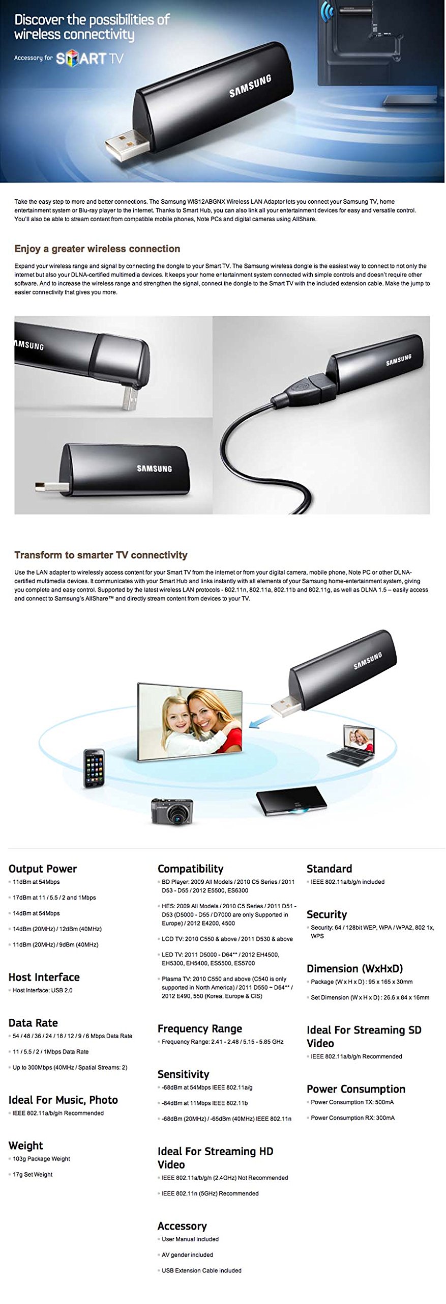 Mua SAMSUNG TV Wireless USB2.0 Wi-Fi WIS12ABGNX Lan Adapter LinkStick ...