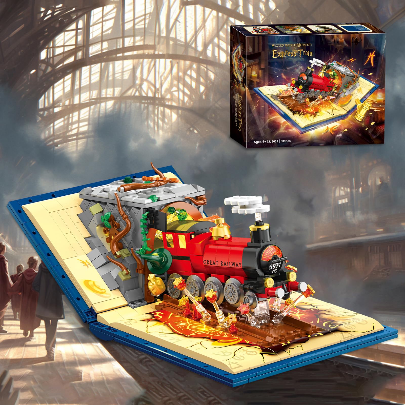 Harry Express Magic Train Building Set with LED, Potter Train Magic ...