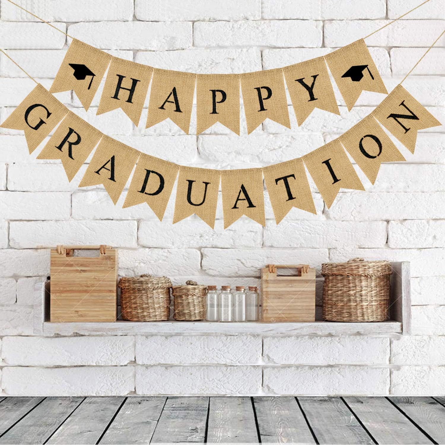 Losuya Happy Graduation Burlap Banner Graduation Bunting Garland Grad ...