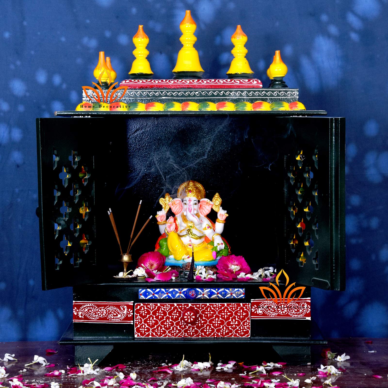 Buy Home Decorative Handpainted Wooden Temple Medium Size 18x12x24 ...