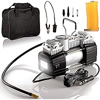 Amazon.com: Portable Double Cylinder Air Compressor Tire Inflator with LED Flashlight, 12V ...