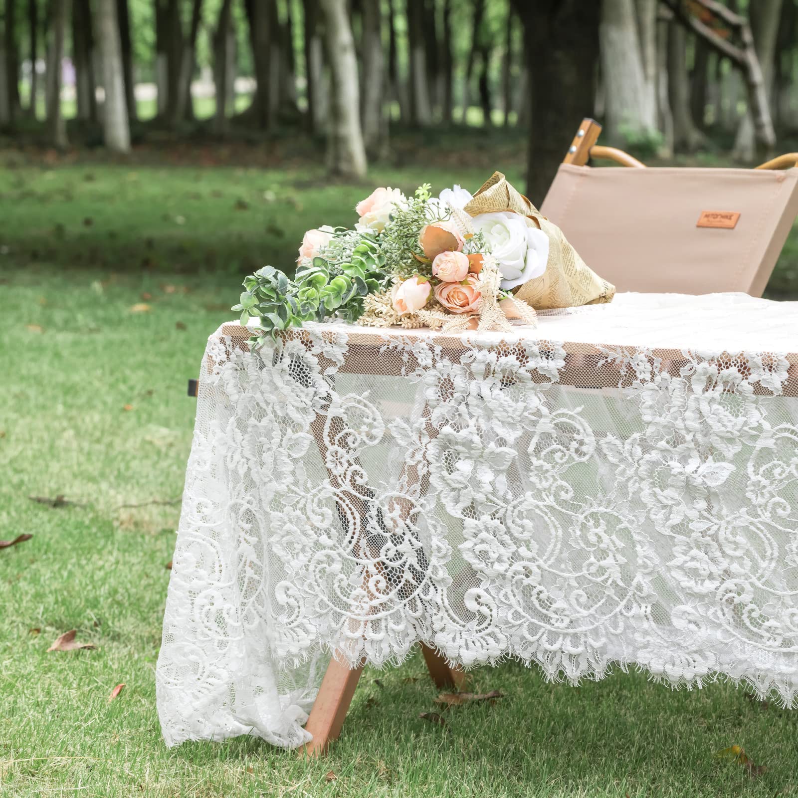 TINWIN Rectangle Lace Tablecloth 60x120 Inch White Vintage Runner ...