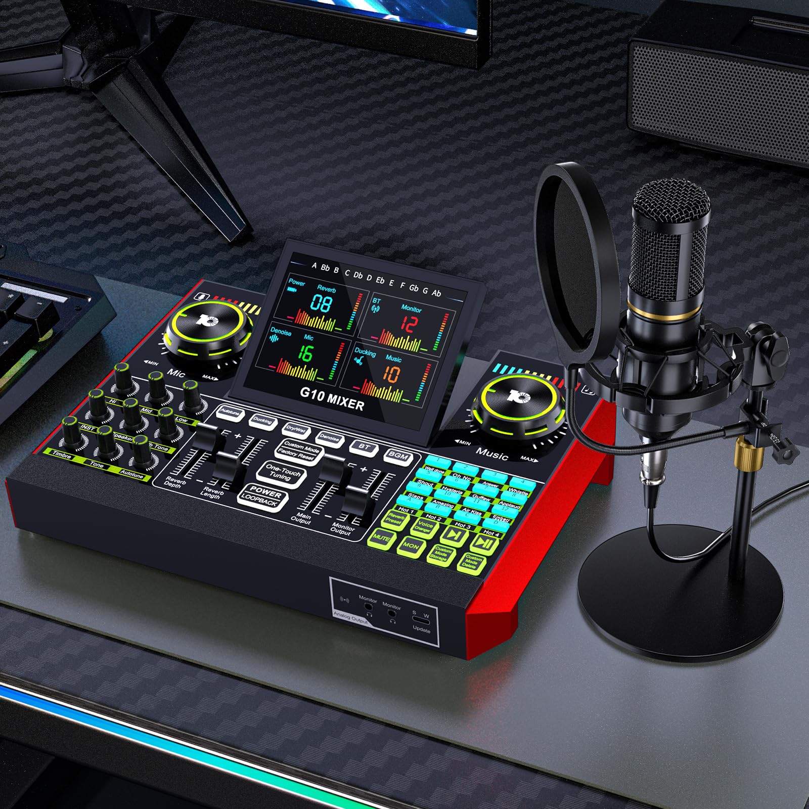 Podcast Microphone Bundle with Live Sound Card Audio Mixer, Podcast ...