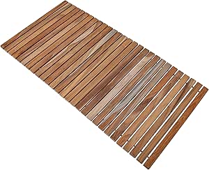 Amazon.com: Nordic Style Premium Natural Teak Wood String Mat Shower ...