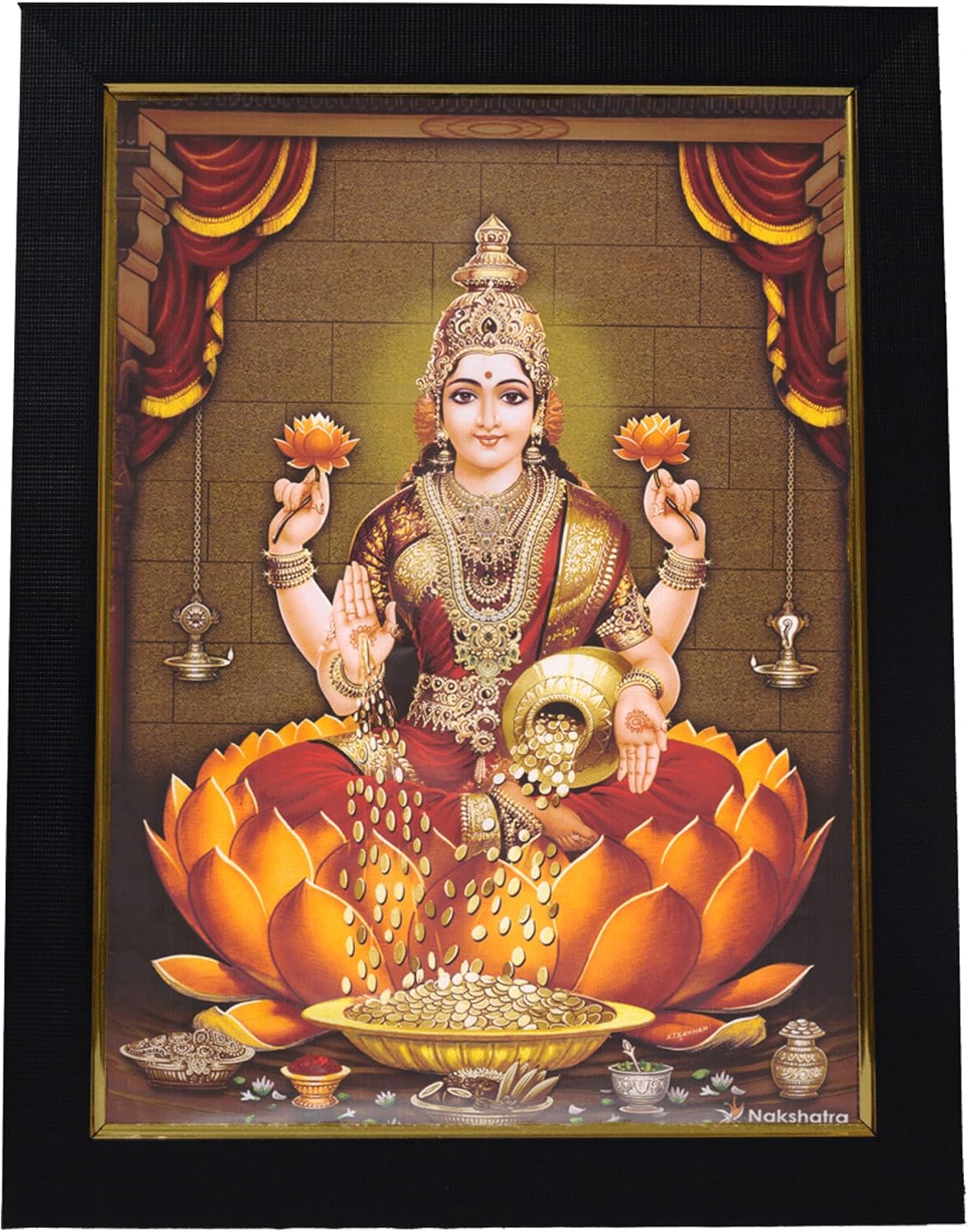Buy 101 Temples MATA Sri Lakshmi Devi Godess Wooden Photo Frame with ...