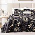 Amazon.com: EXQ Home Quilt Set Full Queen Size Black Print 3 Piece ...