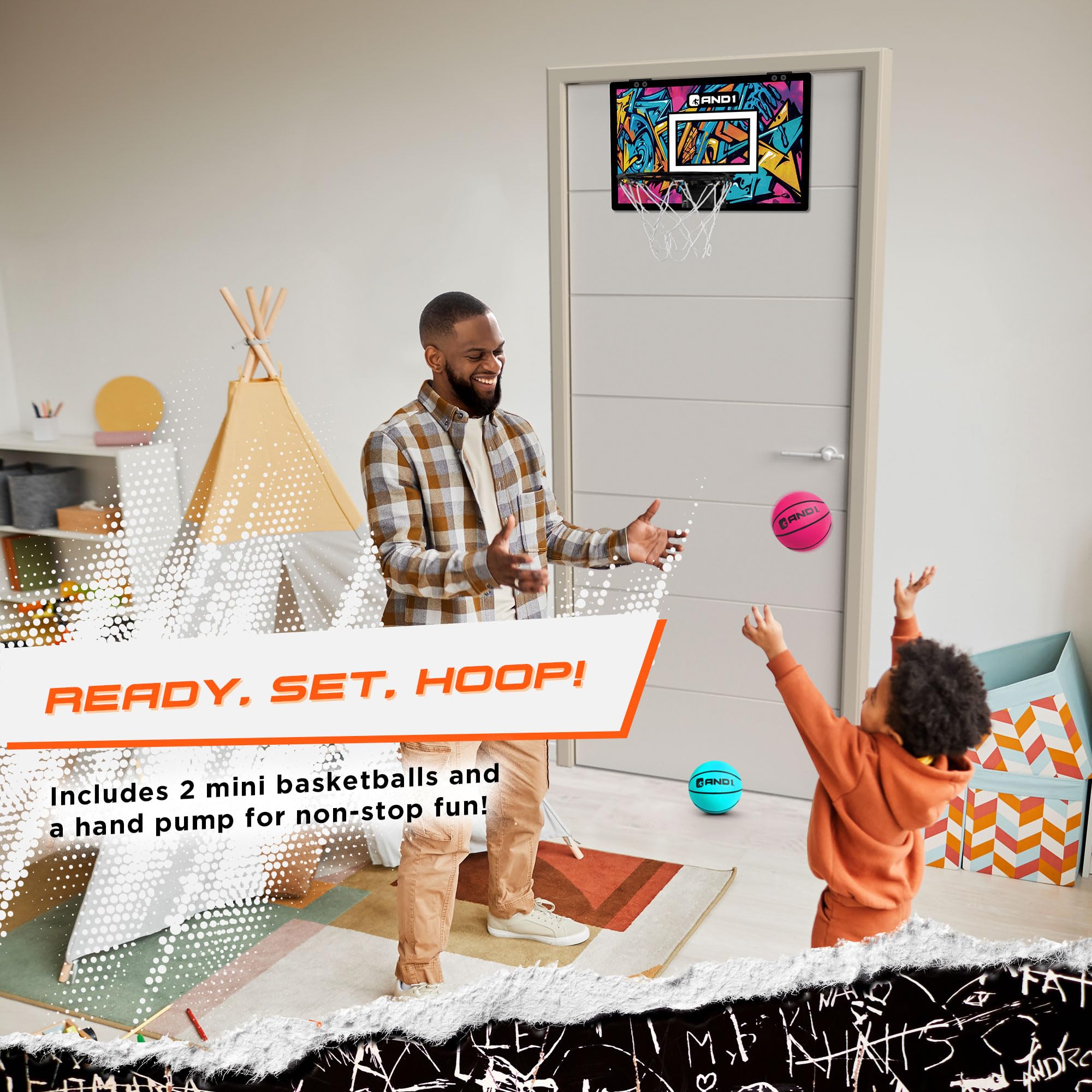 Mua AND1 Over the Door Mini Basketball Hoop: 18x12 Shatterproof ...