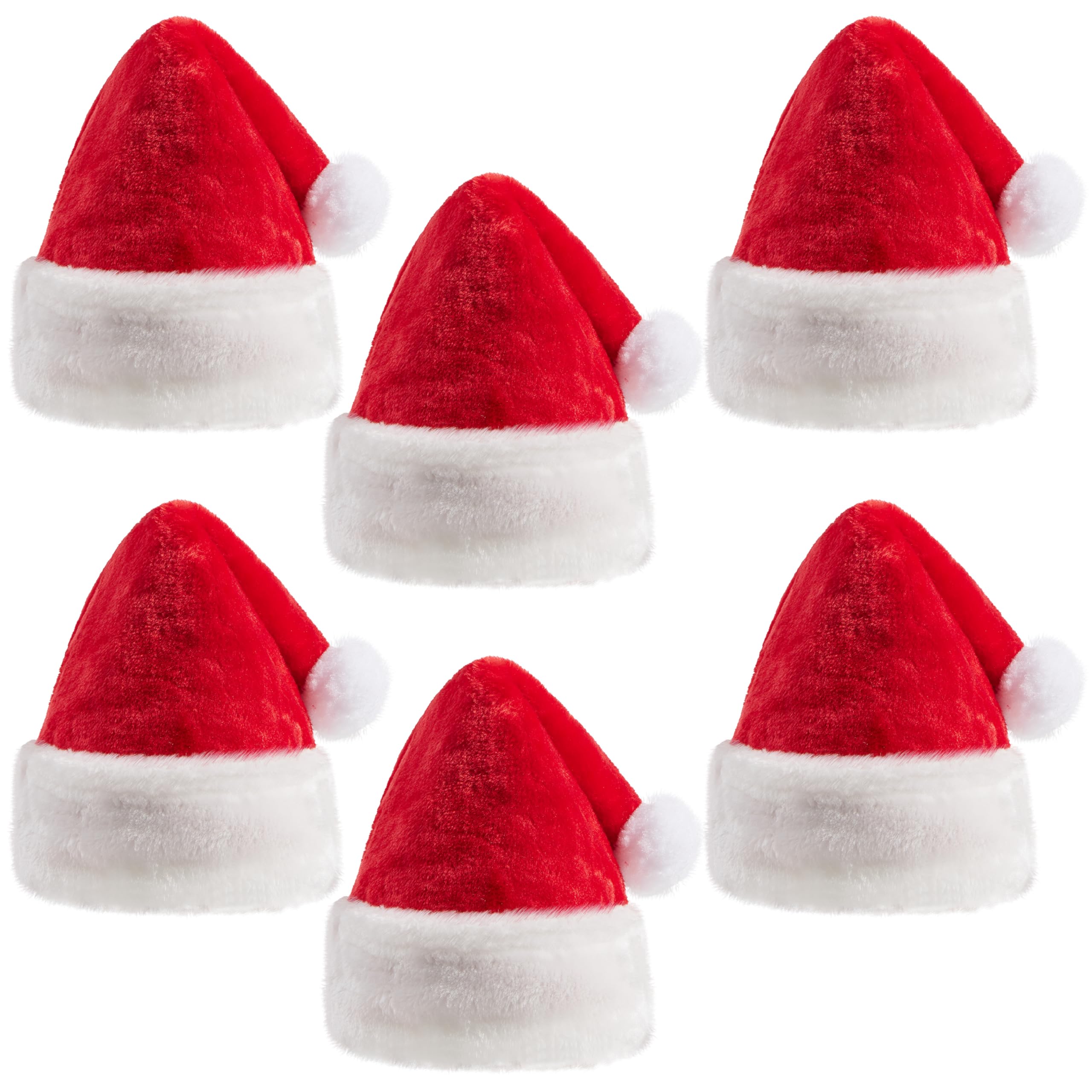 JOYIN 12 Packs Christmas Santa Hats, Plush Red Velvet Christmas Hats ...