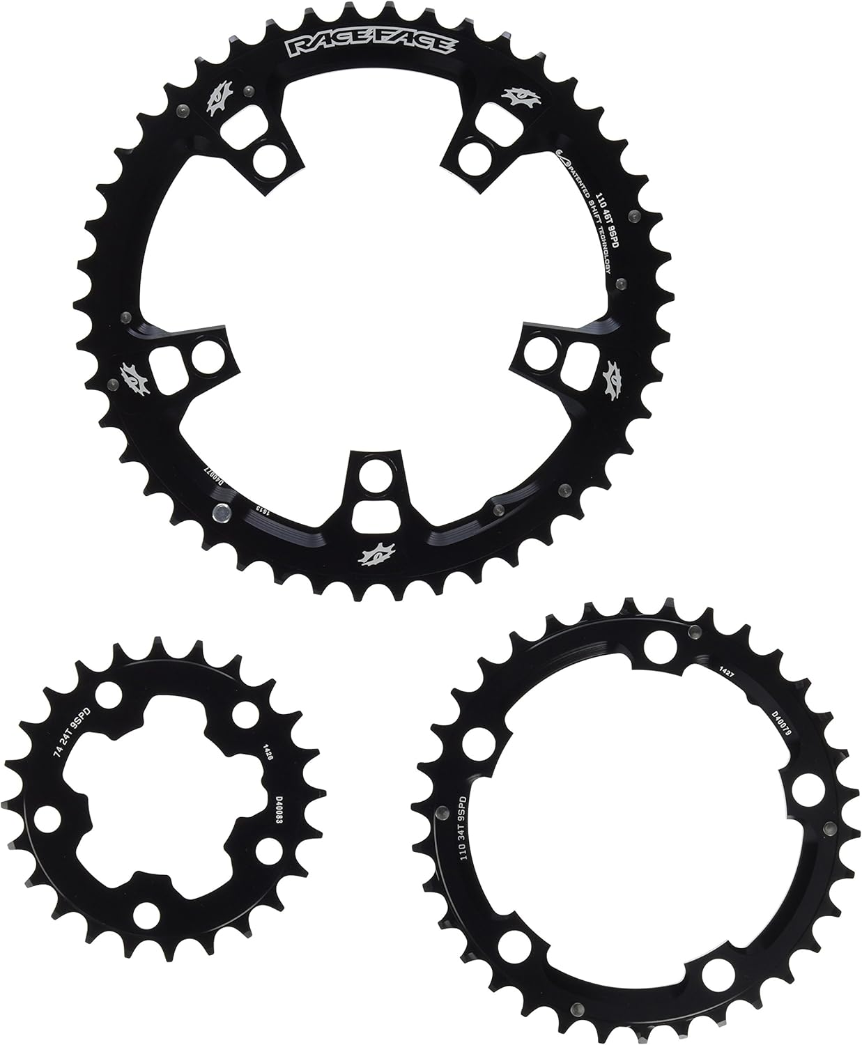 Race Face 9-Speed Team Chainring Set, 74mm x 110mm 24/34/46 Black ...