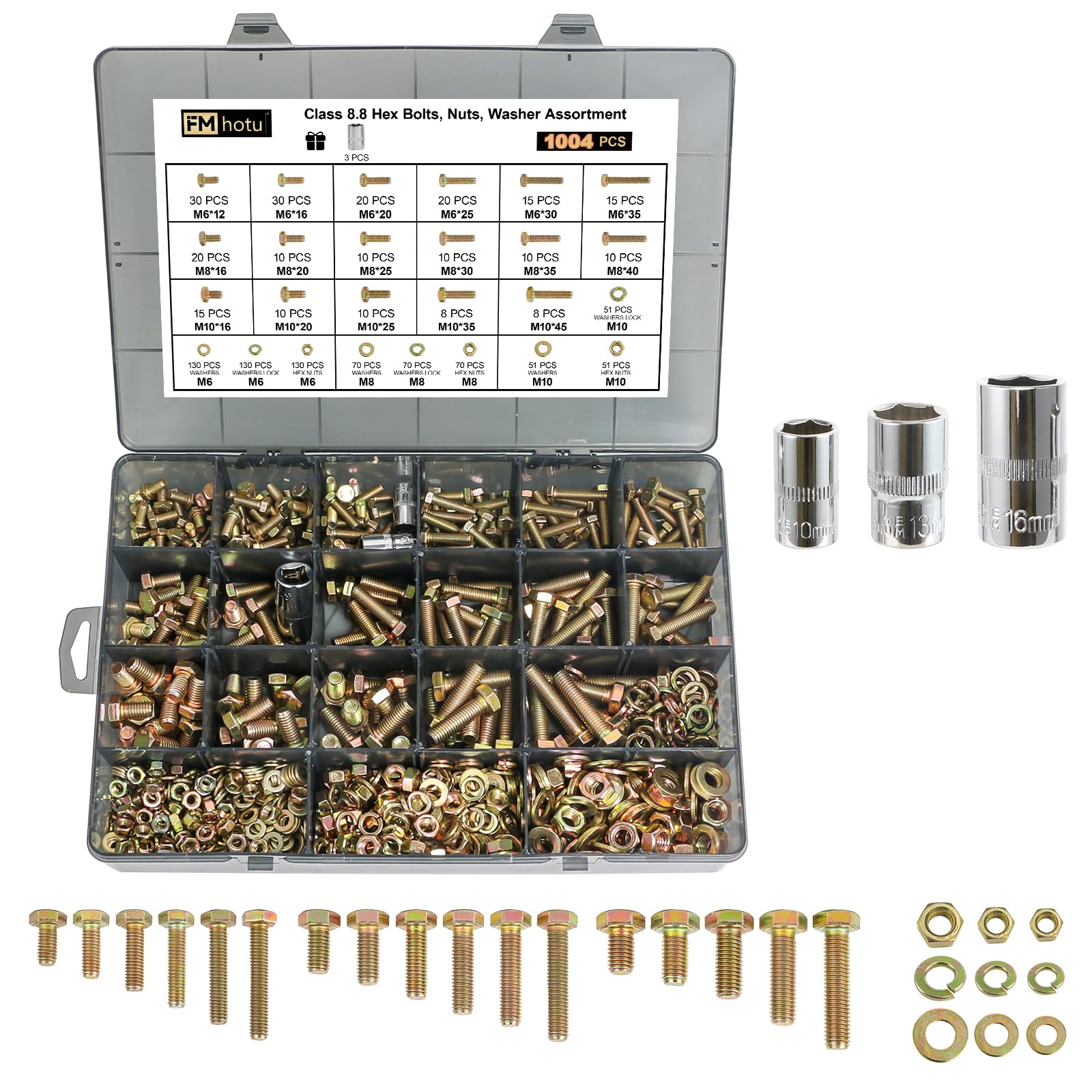 1004Pcs Grade 8.8 Metric Bolts Assortment, Hex Heavy Duty Bolts and ...