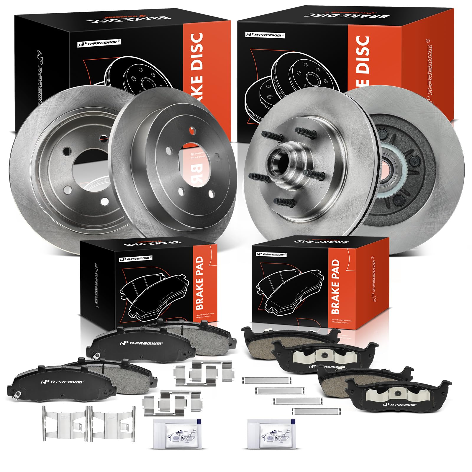 A-Premium Front Vented and Rear Solid Disc Brake Rotors + Ceramic Pads ...