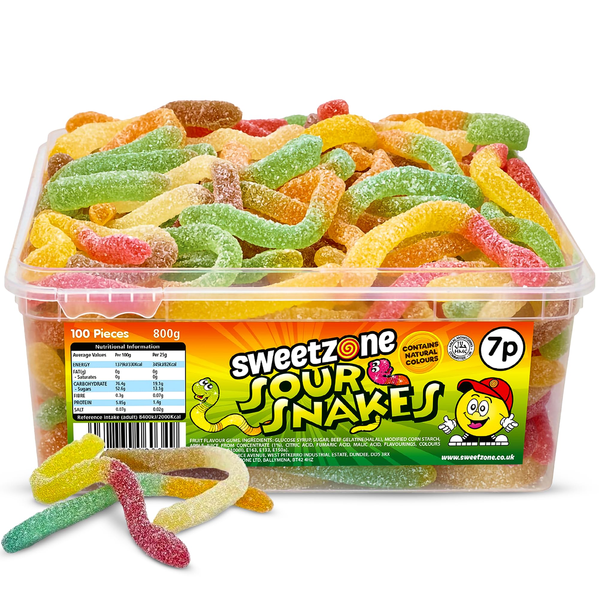 Mua Sweetzone Sour Snakes Tub 800 g, 100 Pcs Halal Sweets Tub, Sour ...