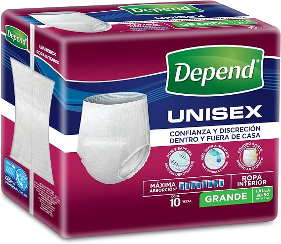 Depend Ropa Interior Unisex - Grande, 80 piezas (8x10): Amazon.com.mx ...